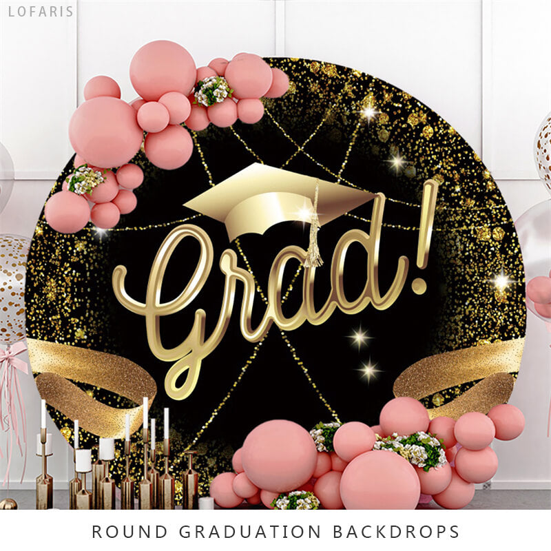 Congrats Graduation Round Backdrops for Party- Lofaris UK